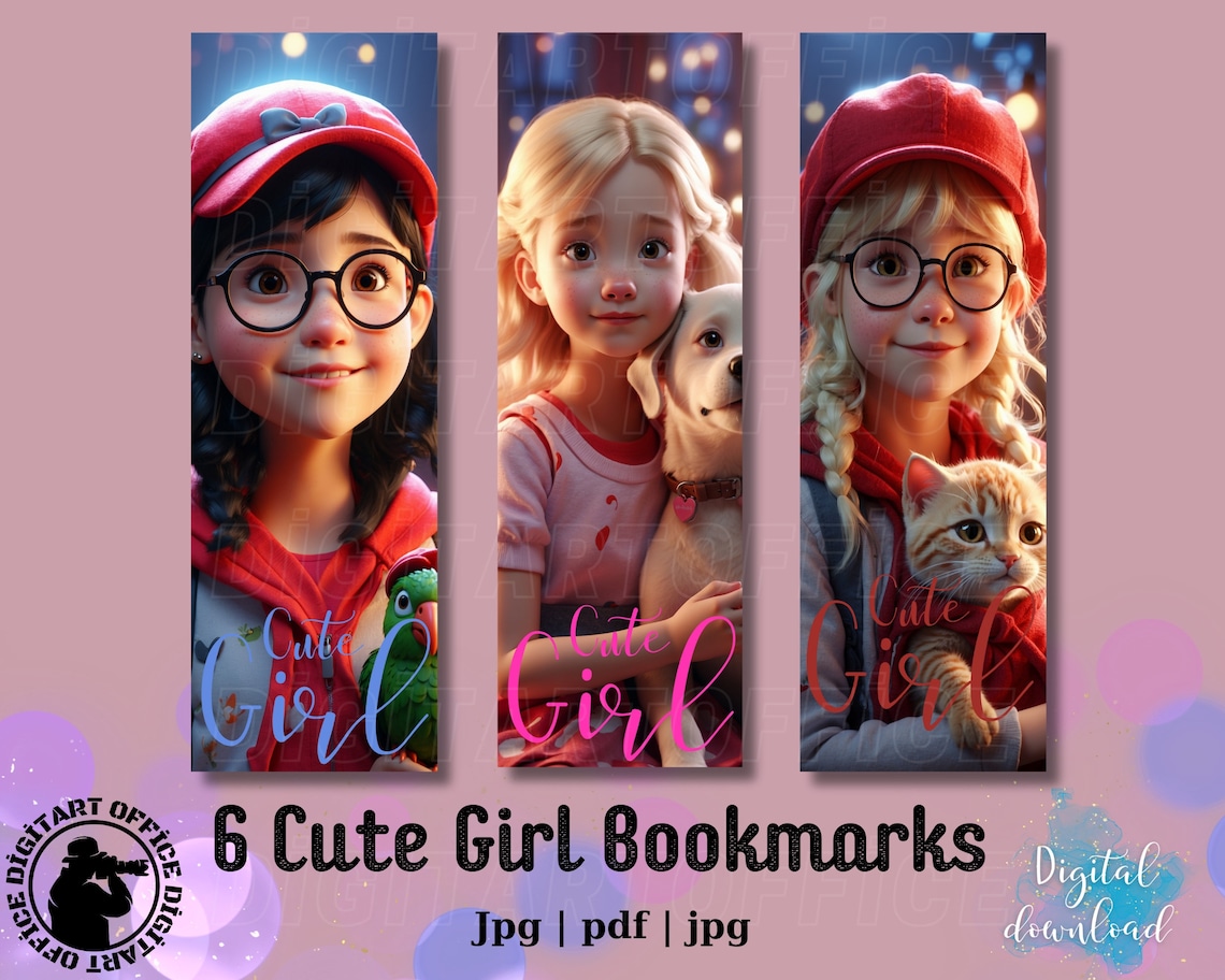 Cute Girl Bookmarks Printable Bookmarks Girl Bookends - Etsy