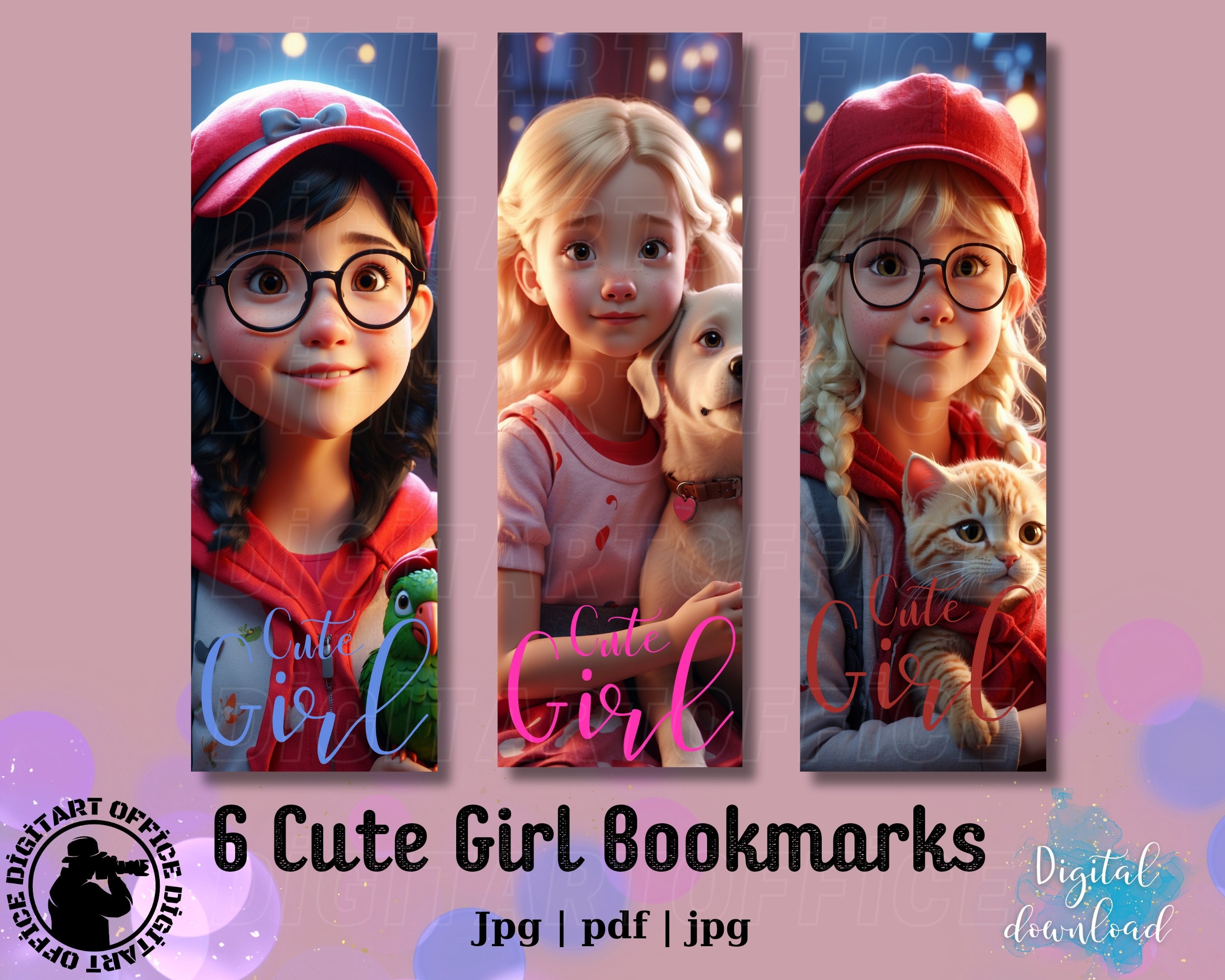 Cute Girl Bookmarks, Printable Bookmarks, Women Bokends - Etsy