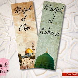 3 Islamic Bookmarks, Printable Kaaba Bookmarks, Masjid Al Nabawi ...