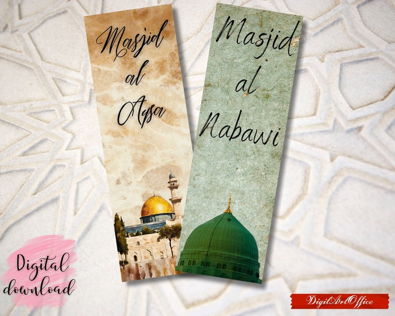 3 Islamic Bookmarks, Printable Kaaba Bookmarks, Masjid Al Nabawi ...