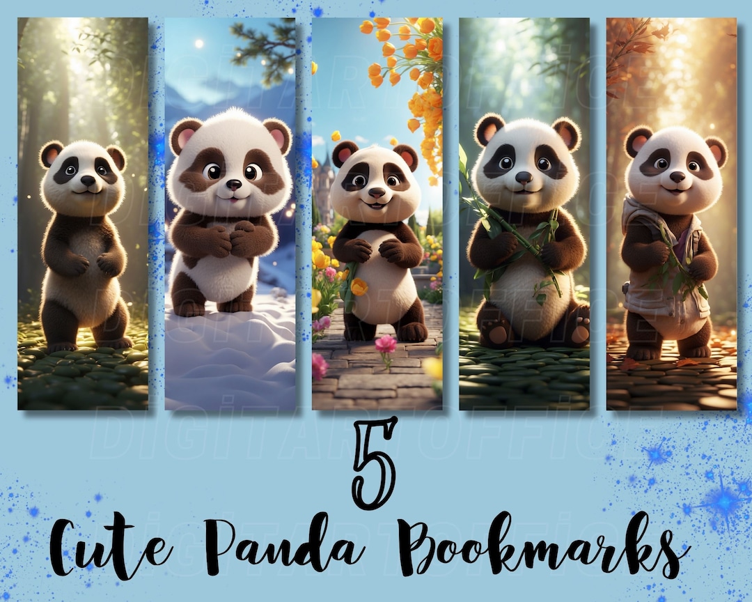 Cute Panda Bookmarks Printable Panda Bookmarks - Etsy