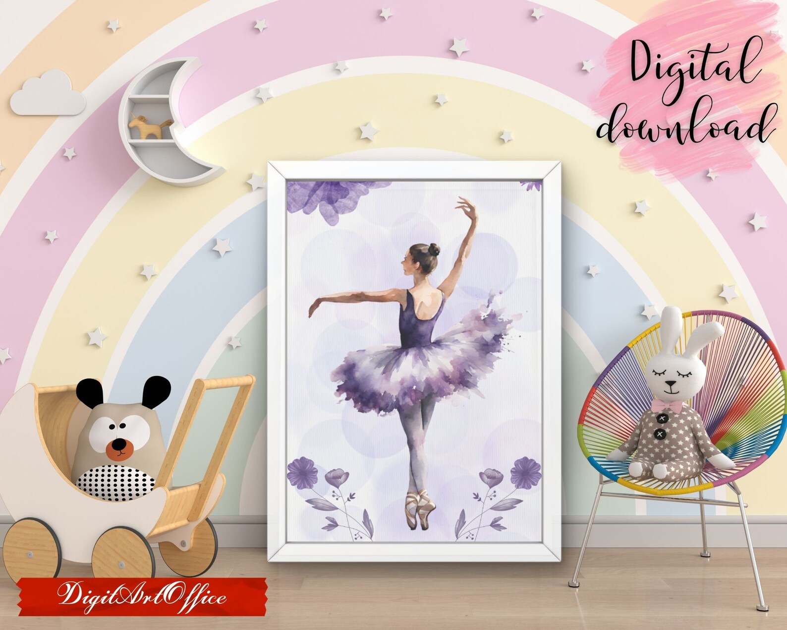 Purple Ballerina Poster Ballerina Wallart Home Design - Etsy