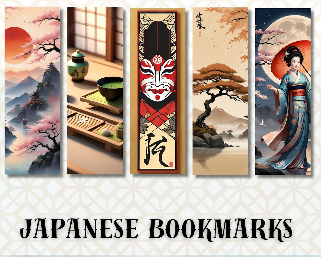 Vintage Japanese Bookmarks | Nihon Kanji Printable | Japan Aesthetic ...