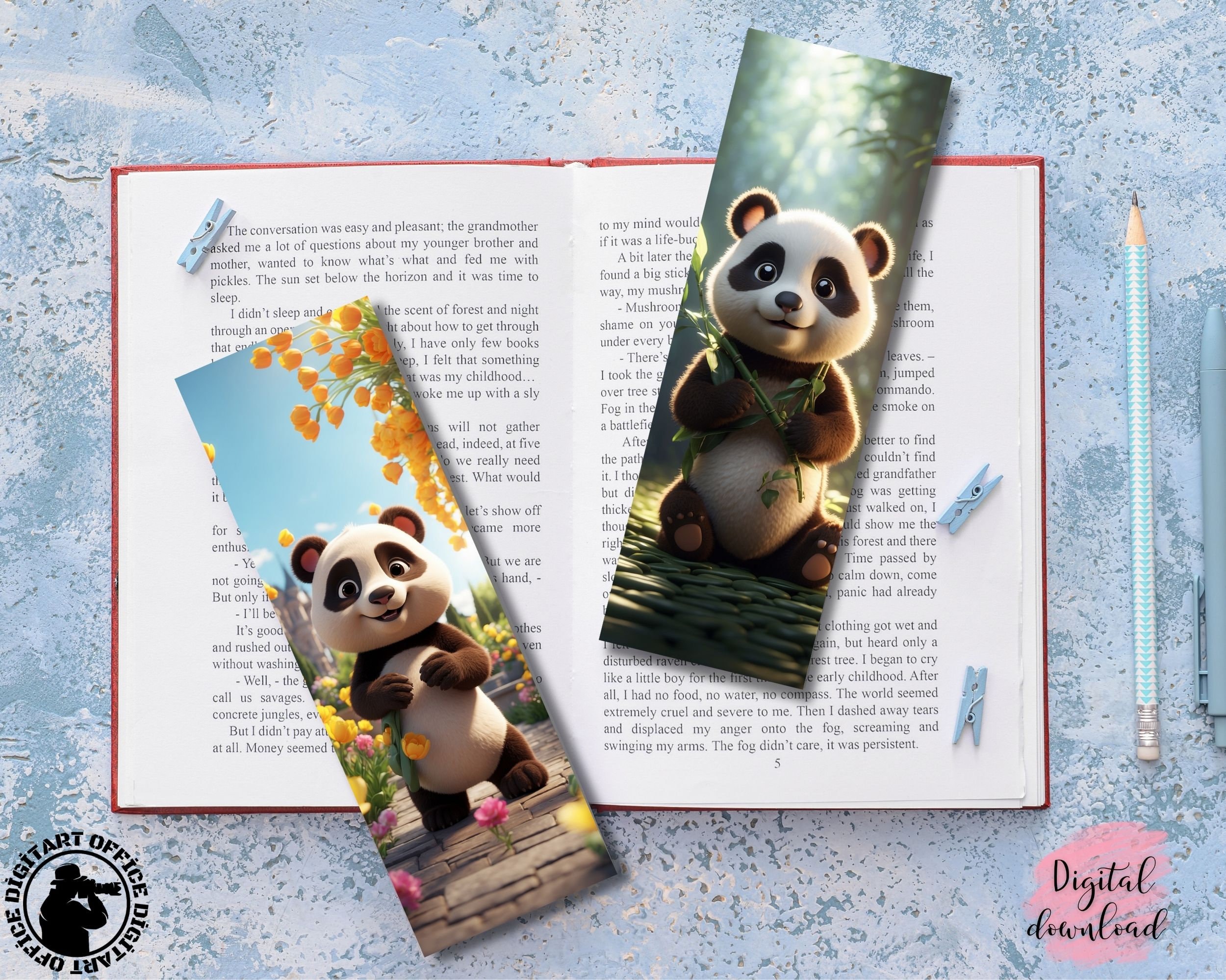 5 Cute Panda Bookmarks, Printable Panda Bookmarks - Etsy