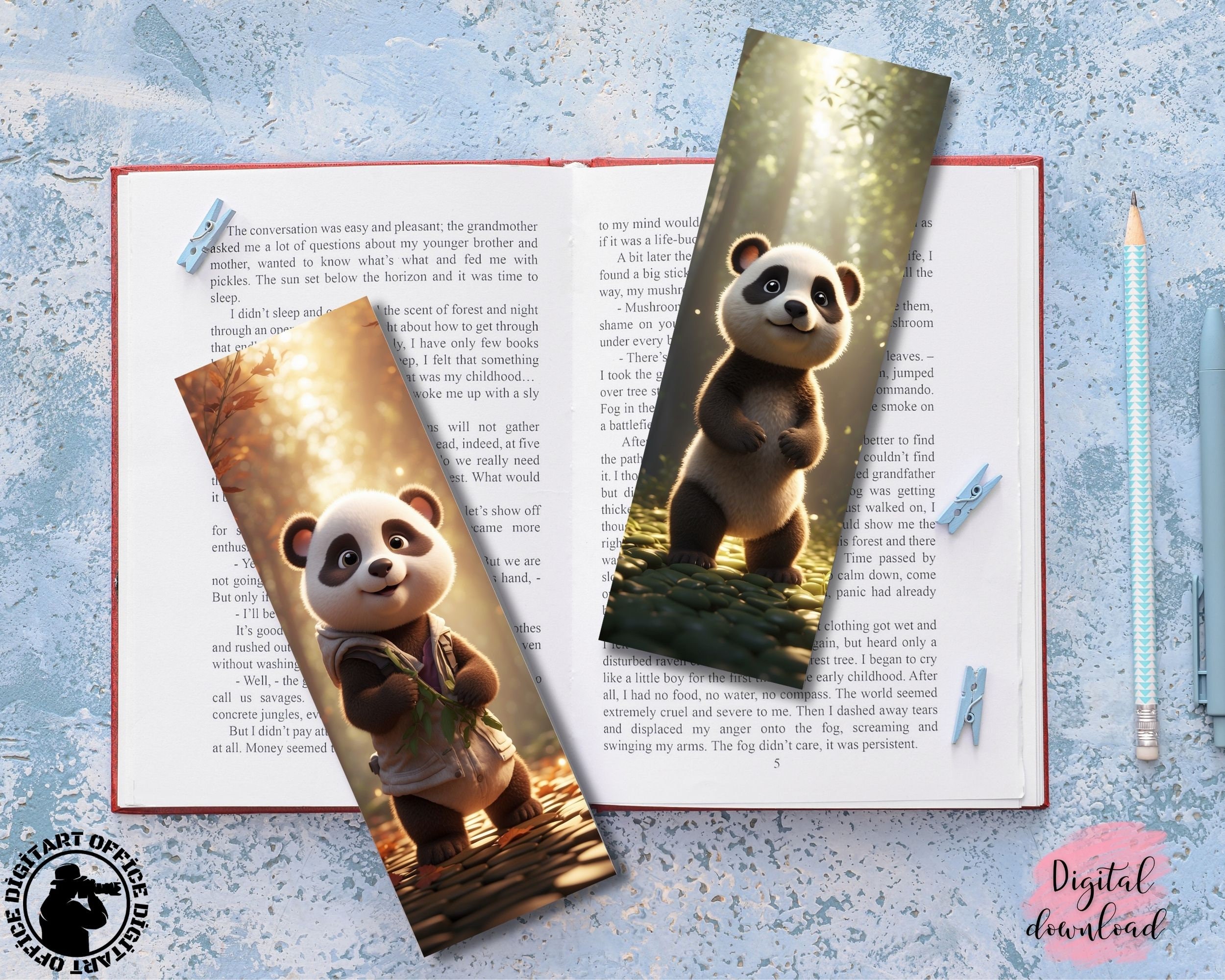 5 Cute Panda Bookmarks, Printable Panda Bookmarks - Etsy