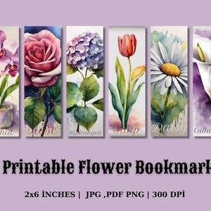 Printable Flower Bookmarks, Flowers Bookmarks, Digital Bookmarks - Etsy