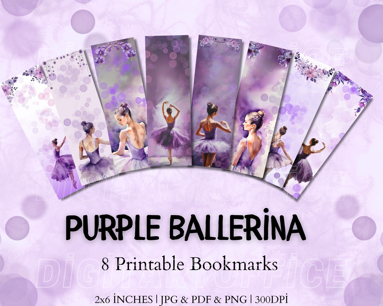 Purple Ballerina Bookmarks, Printable Bookmarks, Ballerina Bookmarks ...