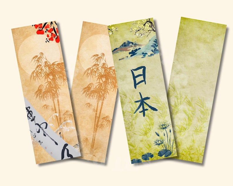 Japanese Ukiyo-e Style Bookmarks – Samurai, Koi, Sakura Designs ...