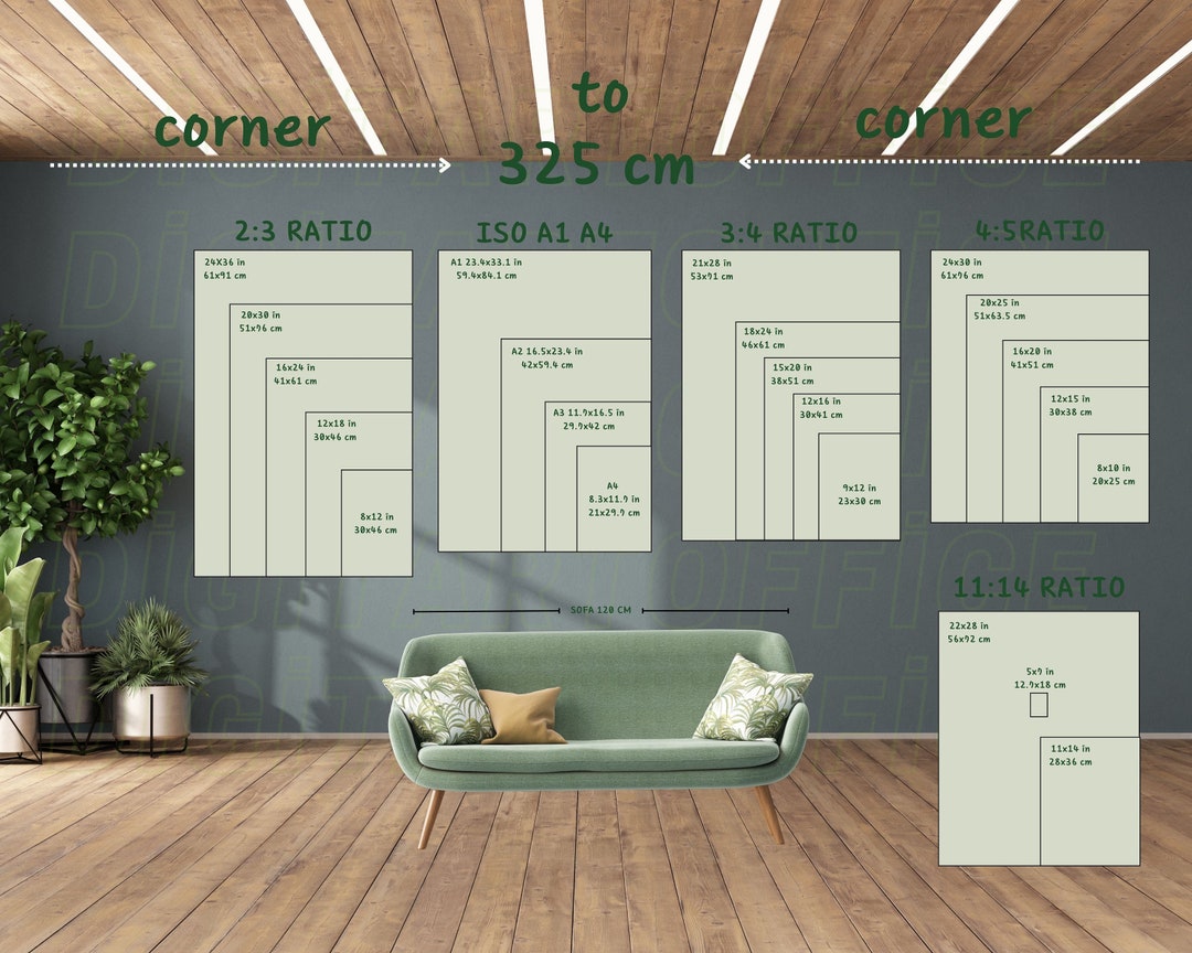 Wallart Size Guide, Frame Size Guide, Wall Display Guide,vertical Frame ...