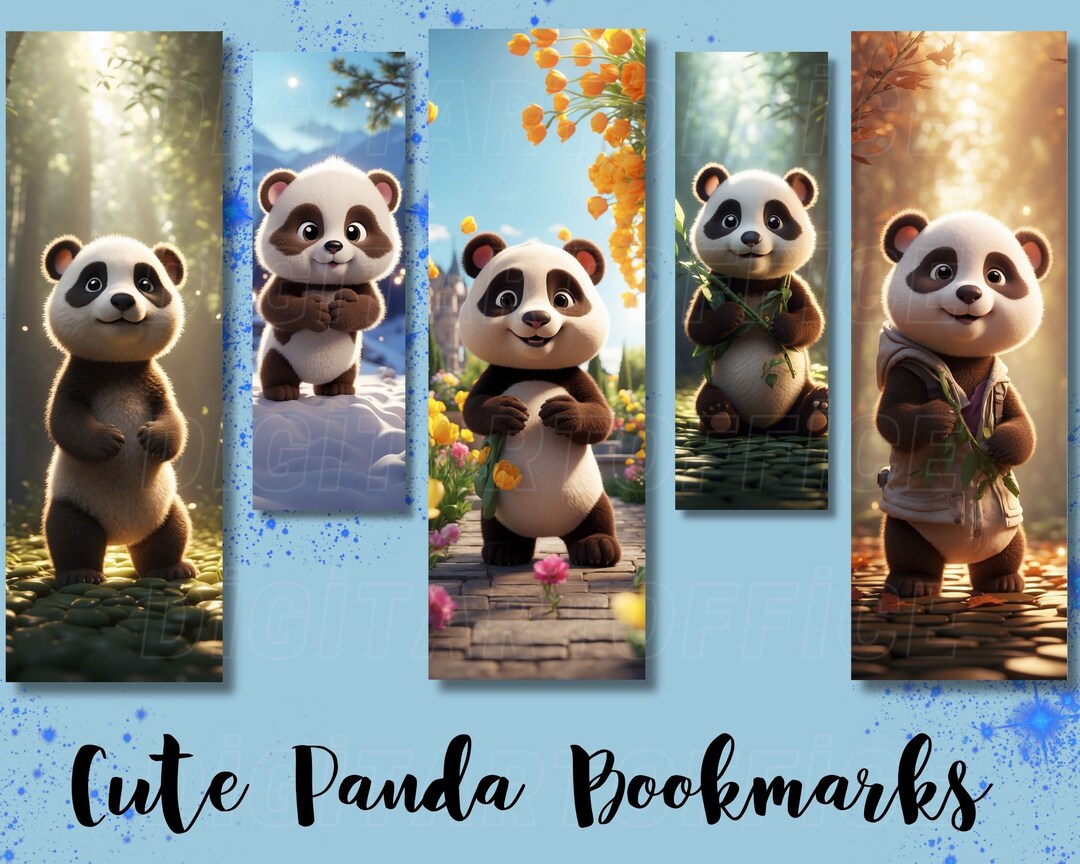 5 Cute Panda Bookmarks, Printable Panda Bookmarks - Etsy