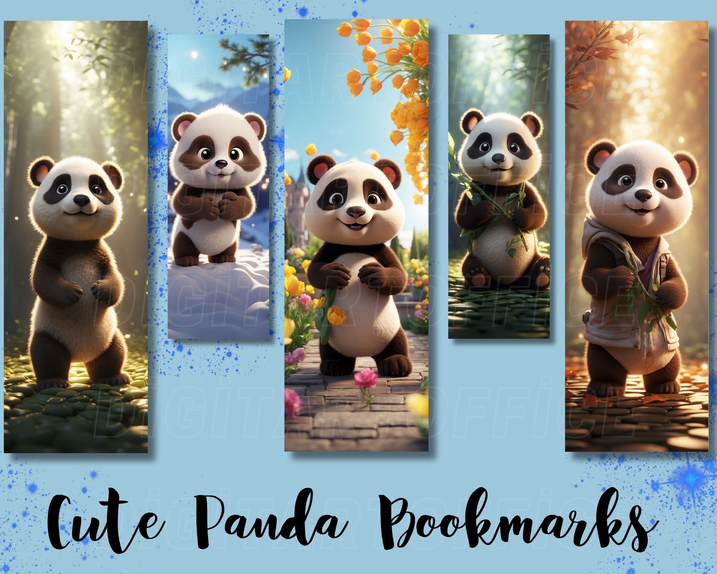 5 Cute Panda Bookmarks, Printable Panda Bookmarks - Etsy