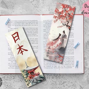 Japanese Art Bookmarks – Traditional Designs, Cherry Blossoms, Pagodas ...