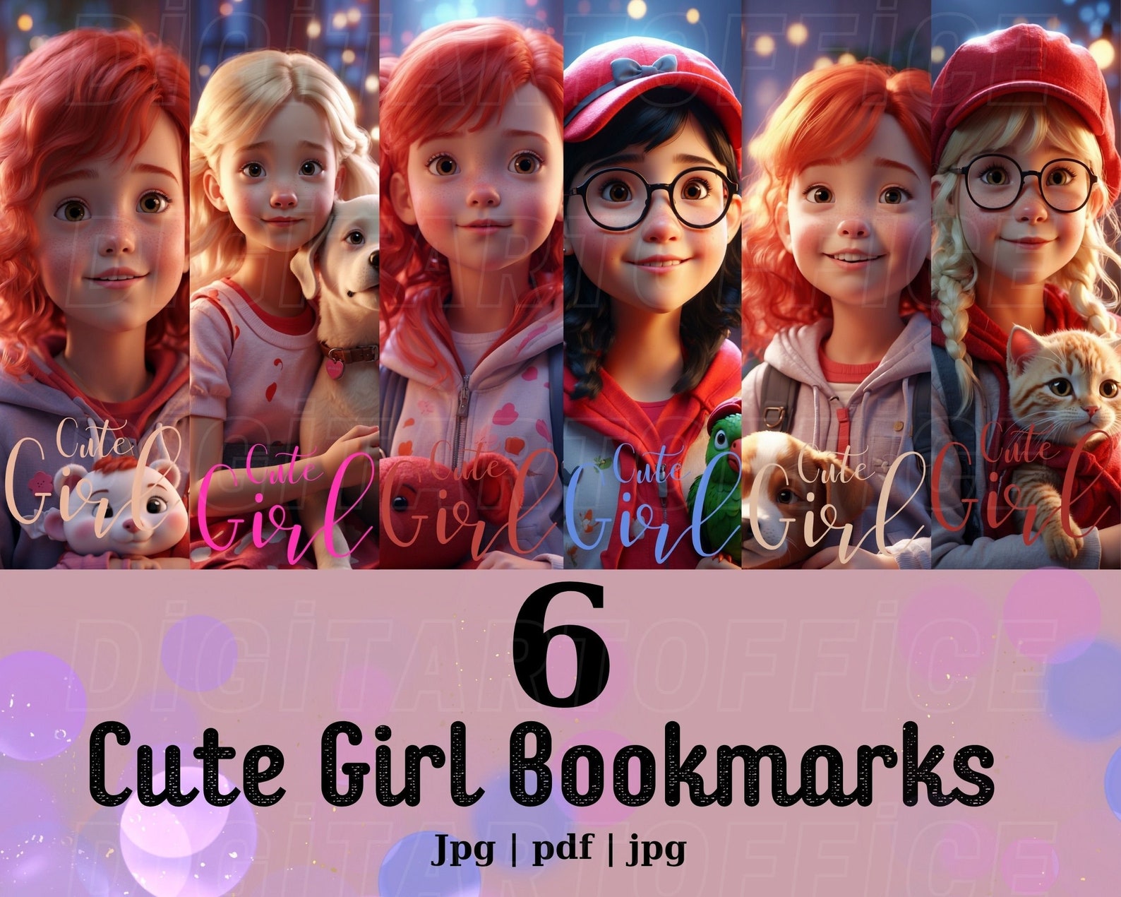 Cute Girl Bookmarks, Printable Bookmarks, Women Bokends - Etsy