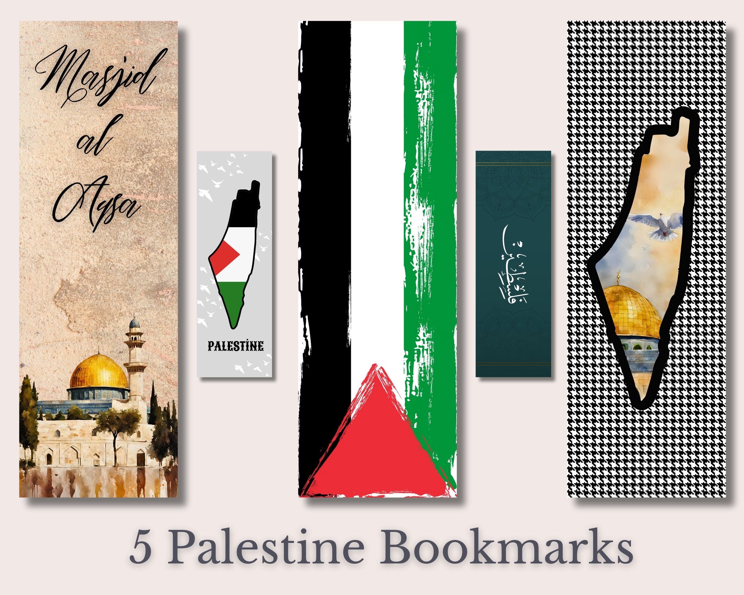 5 Palestine Bookmarks, Printable Palestine, İslamic Bookmarks - Etsy