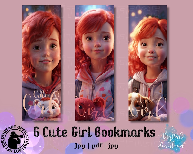 Cute Girl Bookmarks, Printable Bookmarks, Women Bokends - Etsy