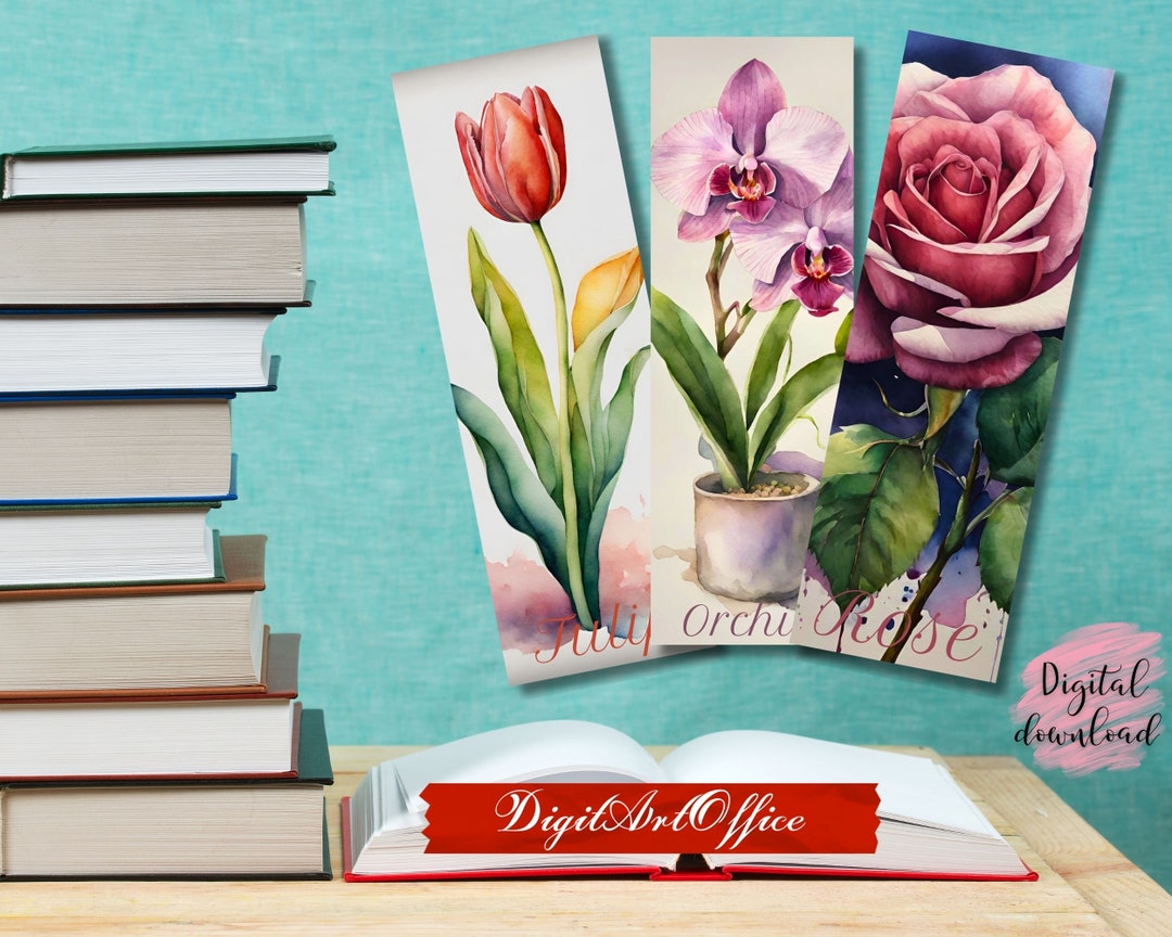 Printable Flower Bookmarks, Flowers Bookmarks, Digital Bookmarks - Etsy