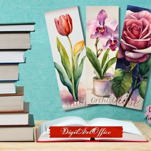 Printable Flower Bookmarks, Flowers Bookmarks, Digital Bookmarks - Etsy