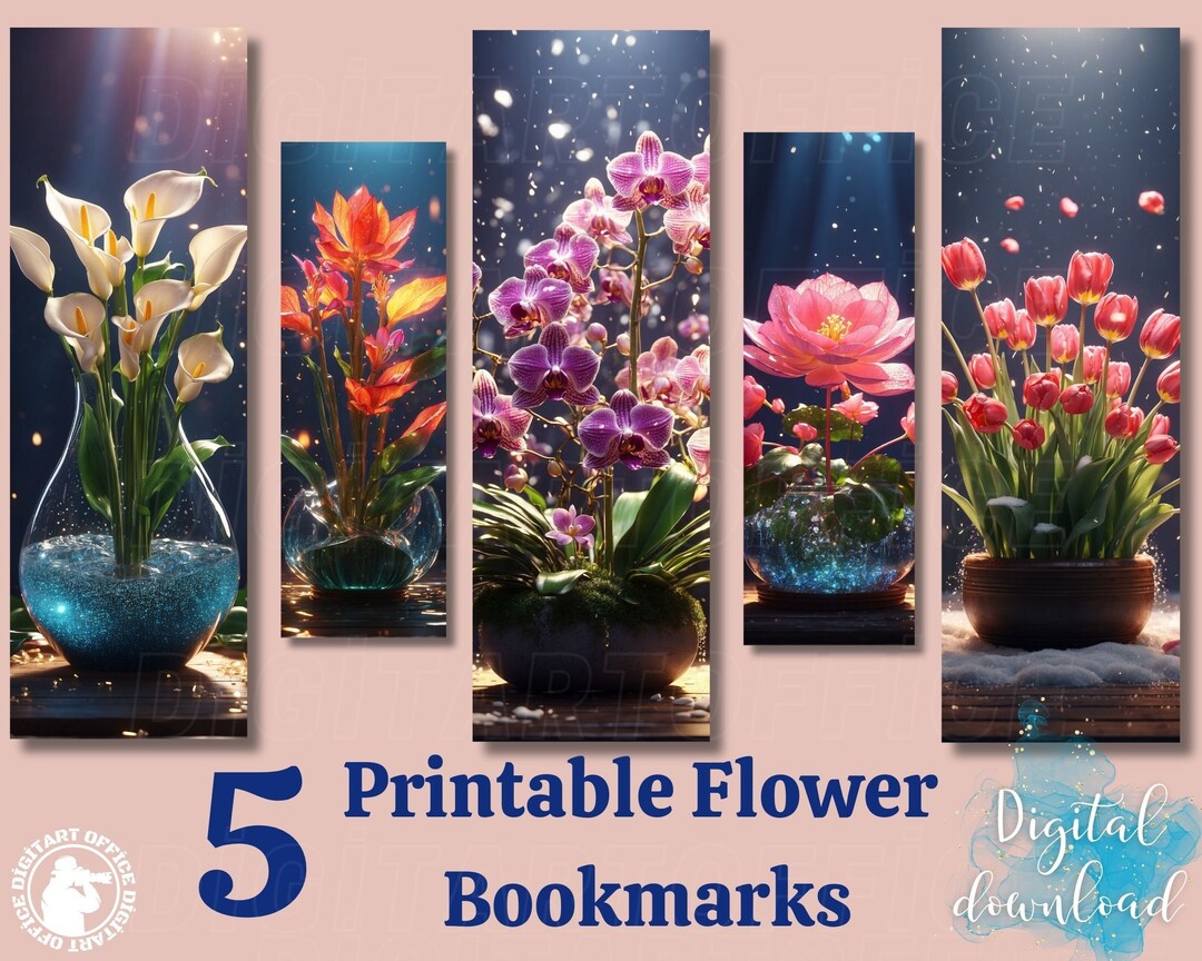 Charming Flowers Bookmarks, Printable Flowers Bookmarks - Etsy