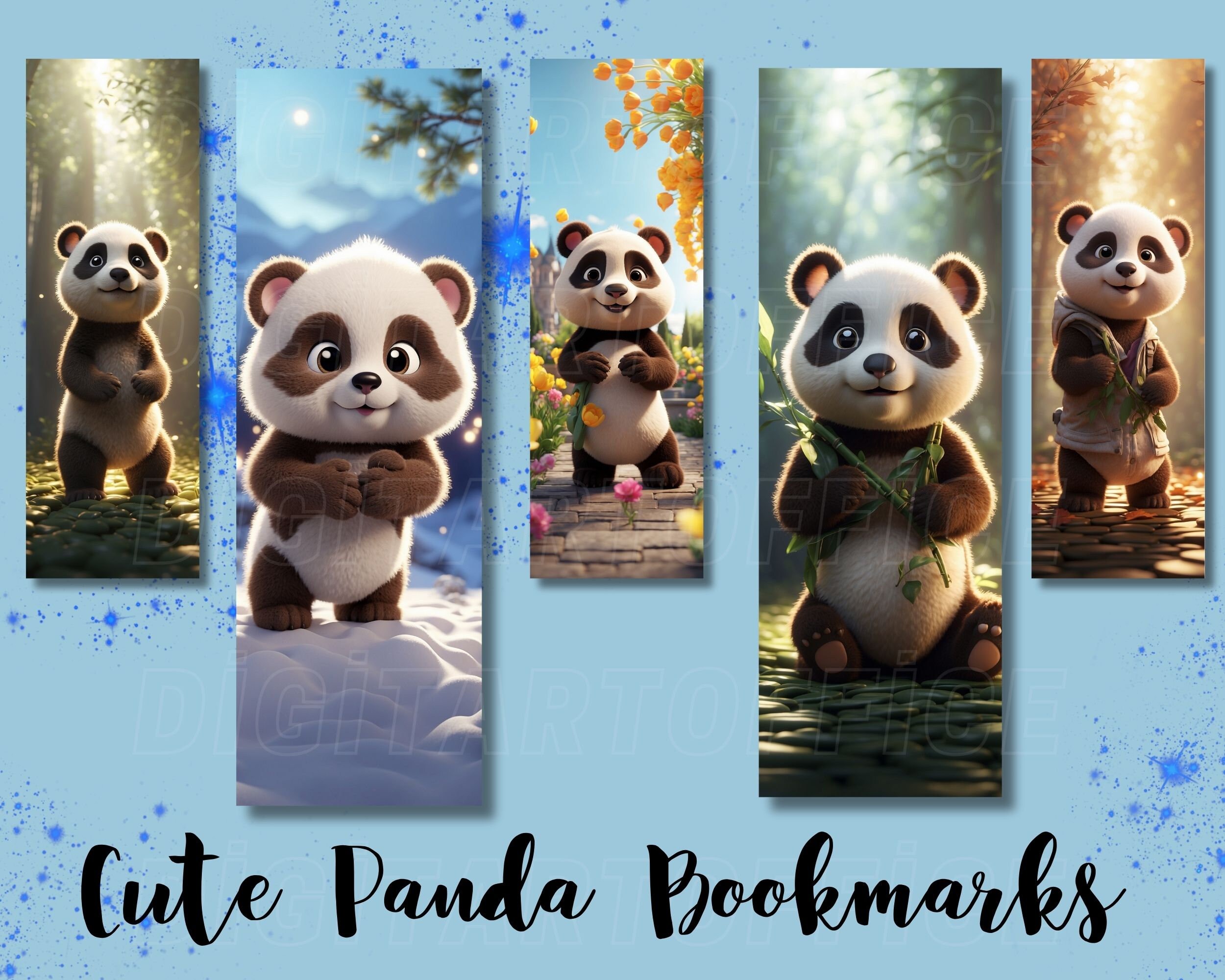 5 Cute Panda Bookmarks, Printable Panda Bookmarks - Etsy