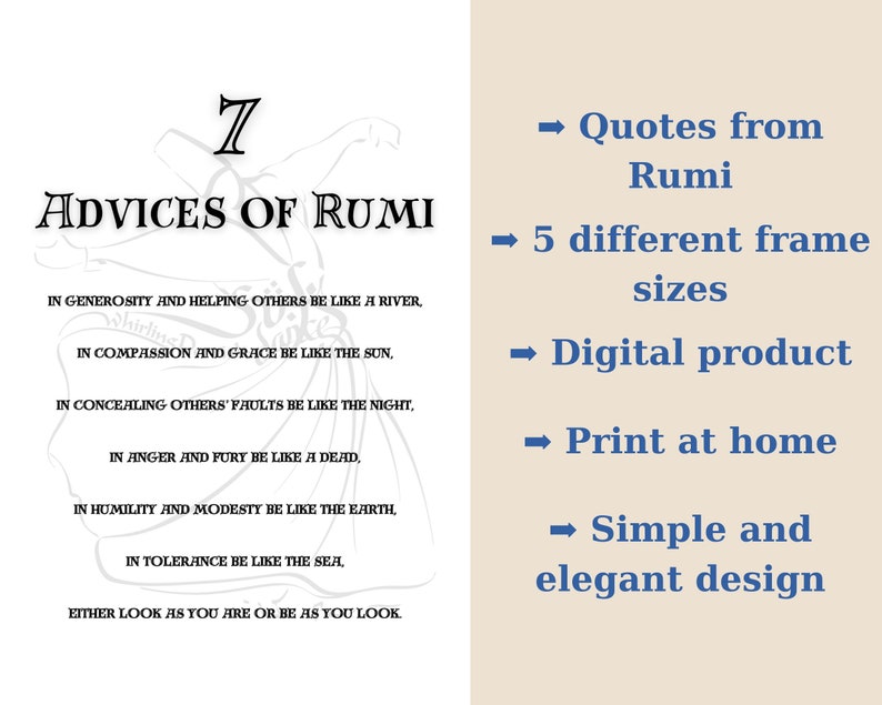 Rumi / Mevlana, 7 Advices of Rumi, Inspirational Quotes,pithy Quote ...