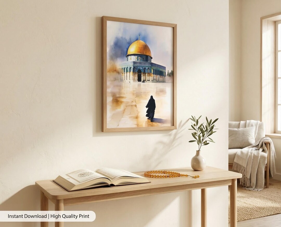 Masjid Al Aqsa Watercolor Print, Islamic Dome of the Rock Art (digital ...