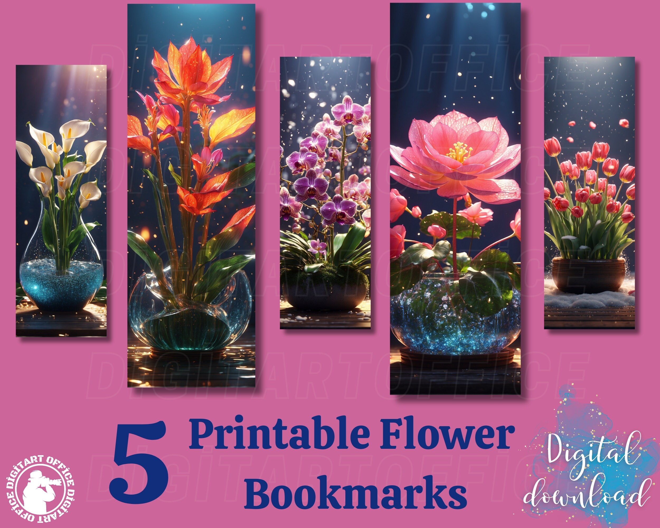 Charming Flowers Bookmarks Printable Flowers Bookmarks - Etsy