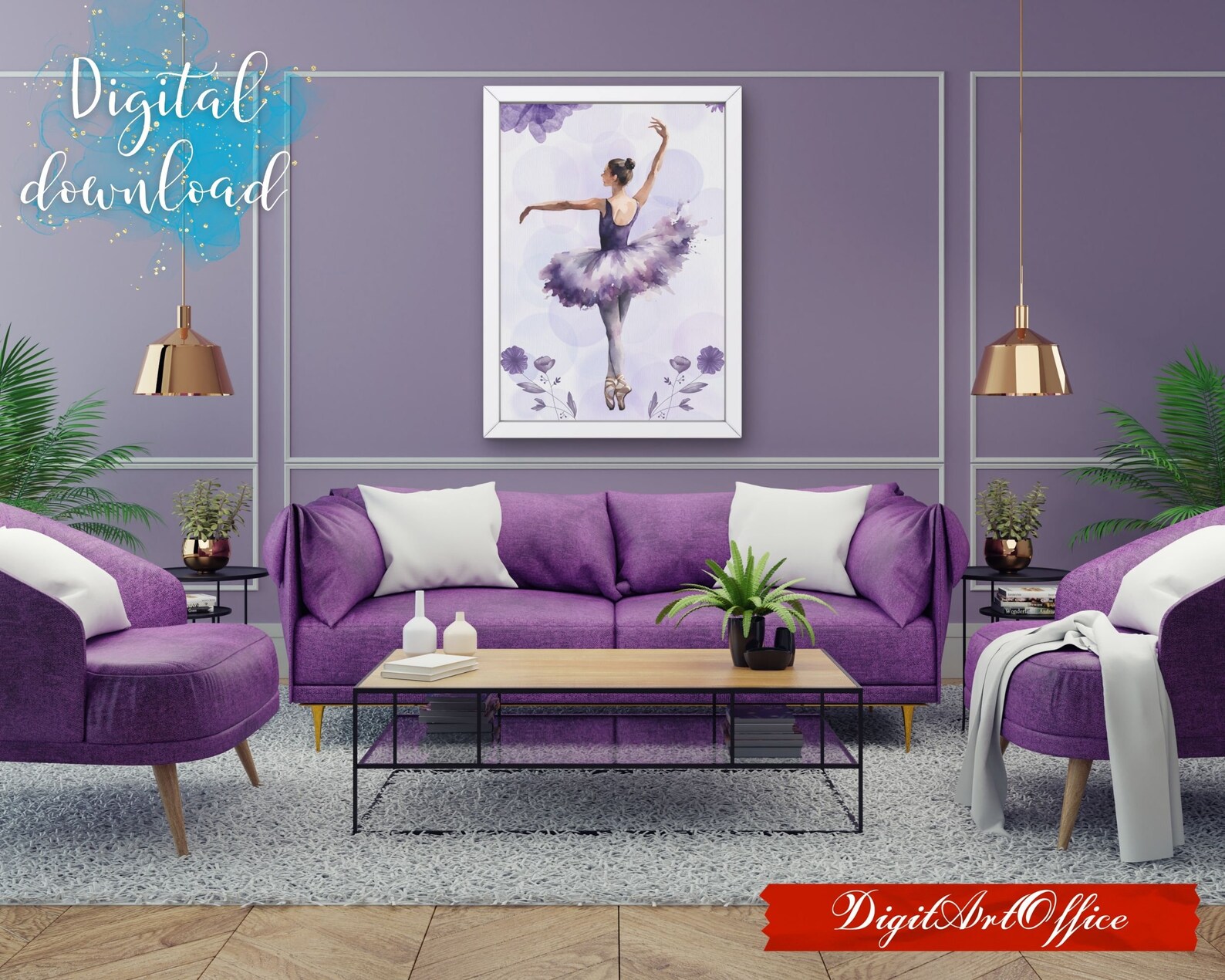 Purple Ballerina Poster Ballerina Wallart Home Design - Etsy