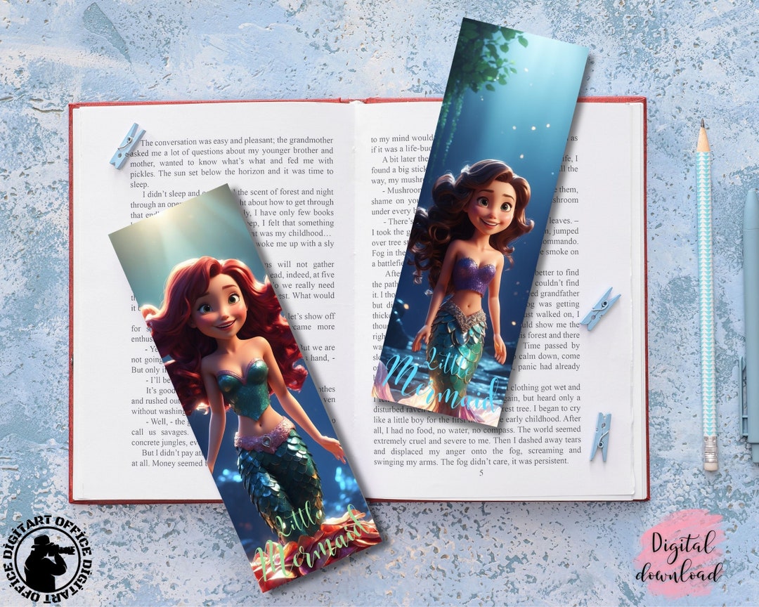 4 Little Mermaids Bookmarks, Printable Mermaids, Women Mermaids - Etsy