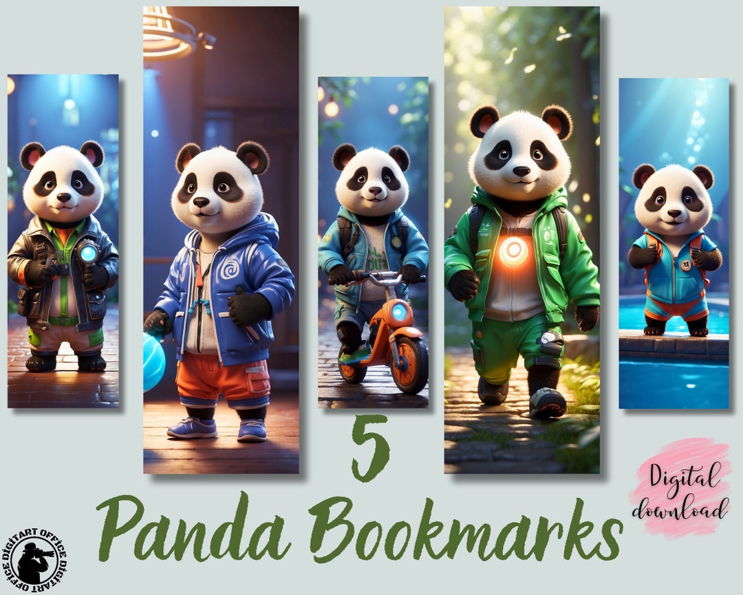 Panda Character Bookmarks, Kids Printable Designs (digital Download) - Etsy