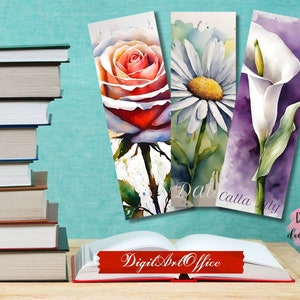 Printable Flower Bookmarks, Flowers Bookmarks, Digital Bookmarks - Etsy
