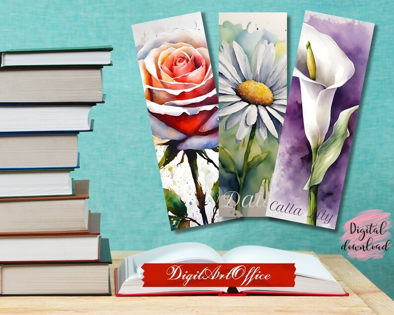 Printable Flower Bookmarks, Flowers Bookmarks, Digital Bookmarks - Etsy