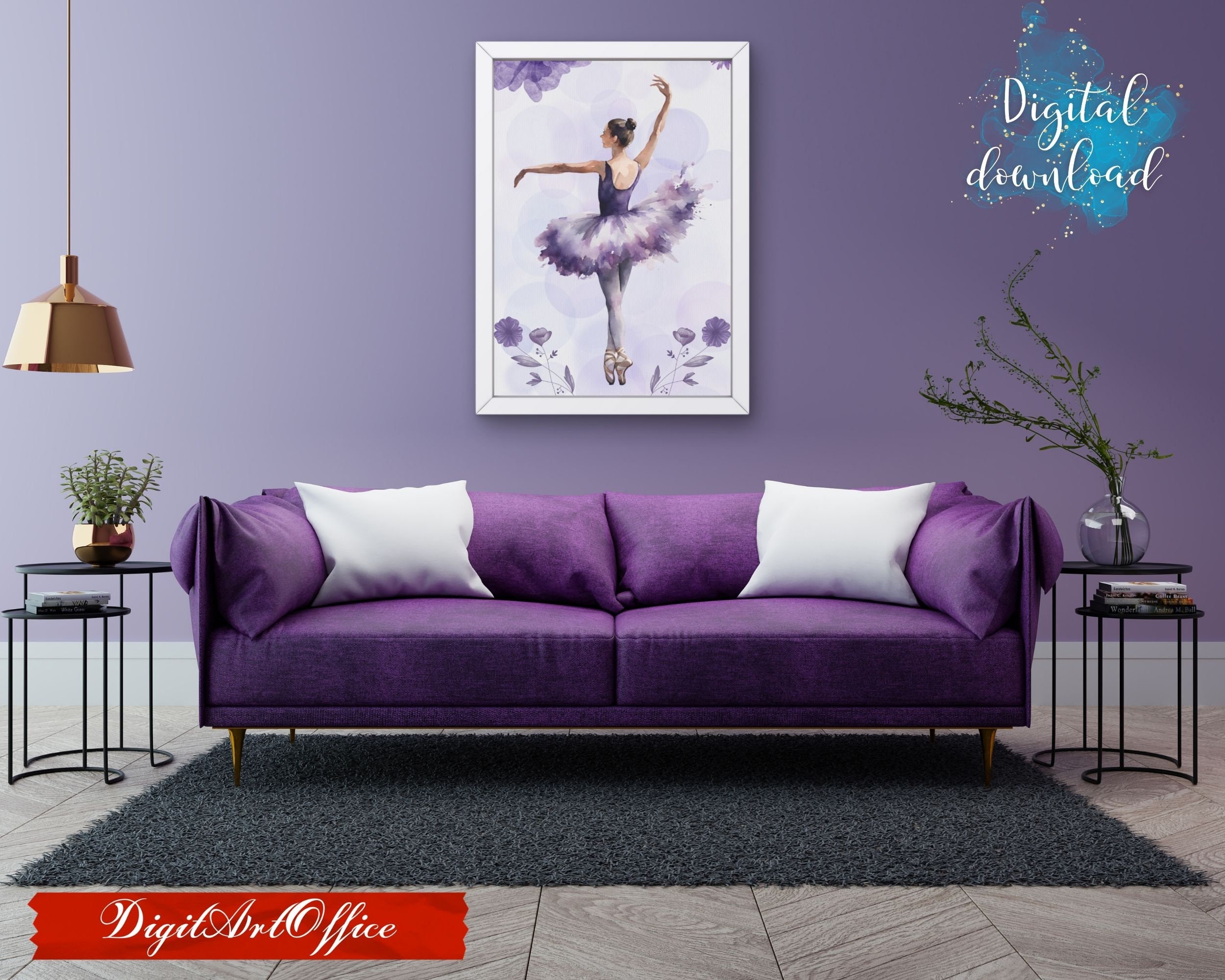 Purple Ballerina Poster Ballerina Wallart Home Design - Etsy