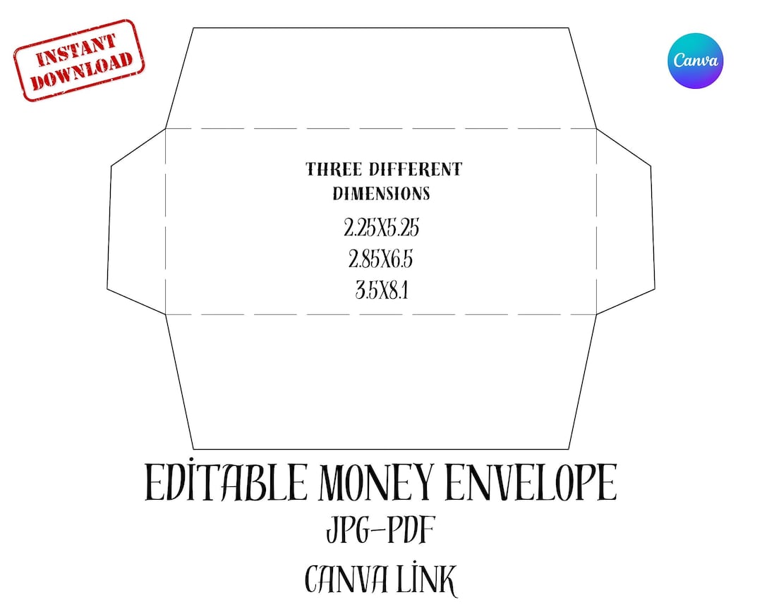 Editable Money Envelope Template: Printable DIY (digital Download) - Etsy