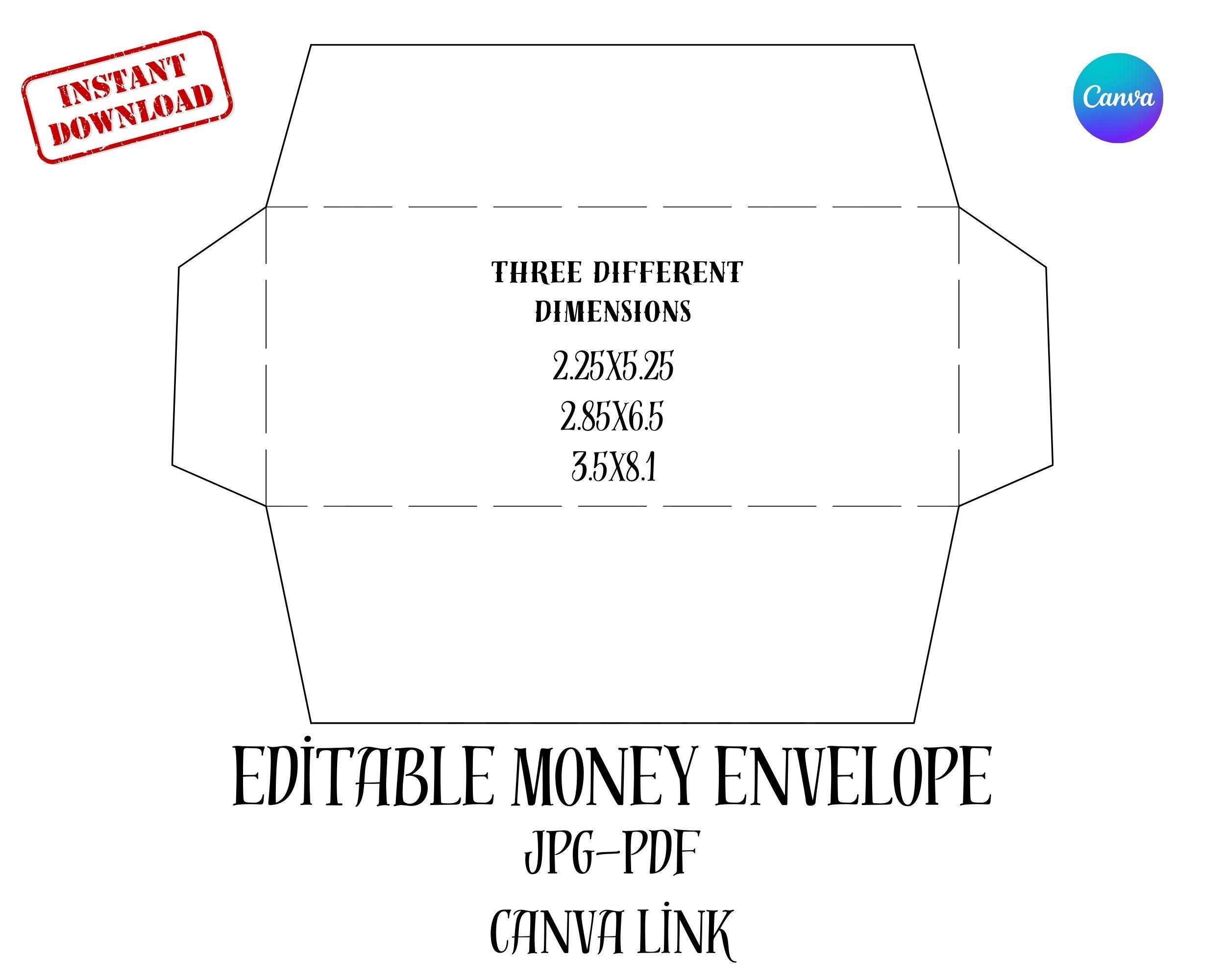 Editable Money Envelope Template: Printable DIY (digital Download) - Etsy