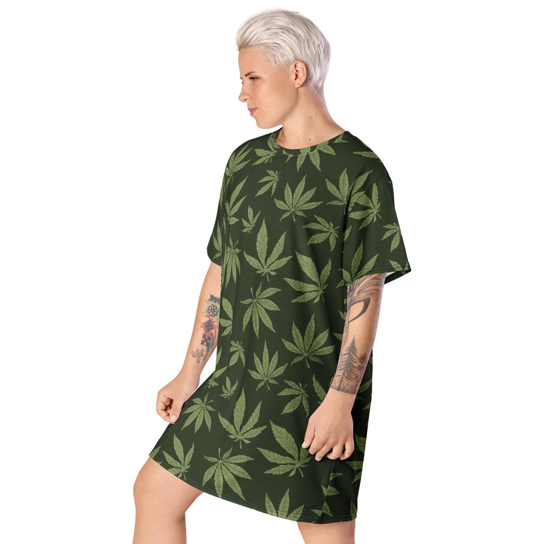 Marijuana Leaves T-shirt Dress Cannabis - Etsy