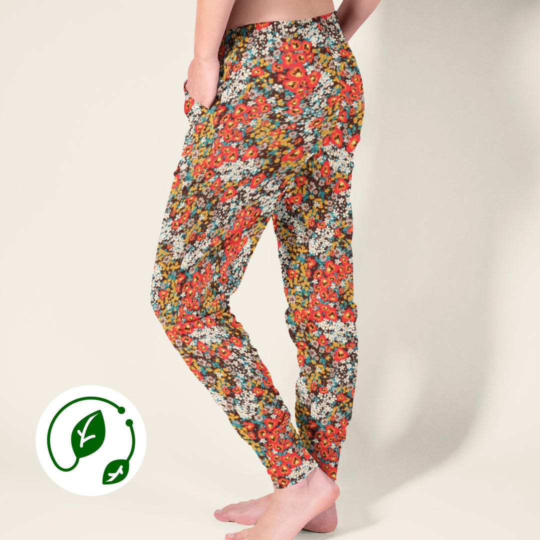 Eco-friendly Vibrant Floral Print Joggers Flower Pattern Women's ...