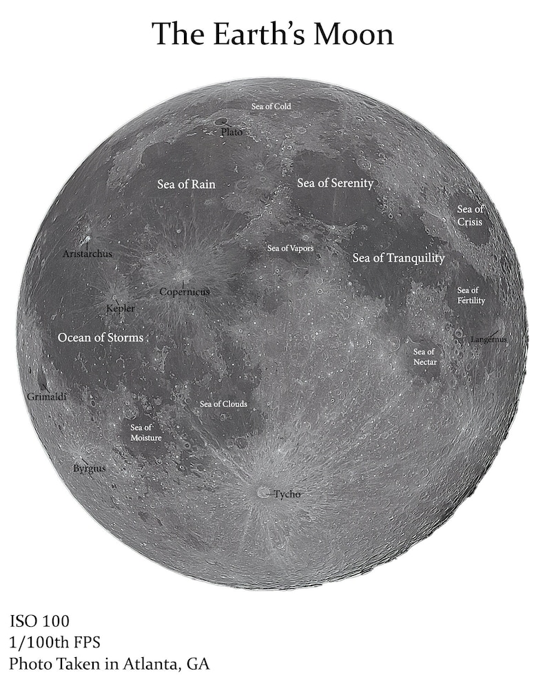 The Moon Labeled - Etsy