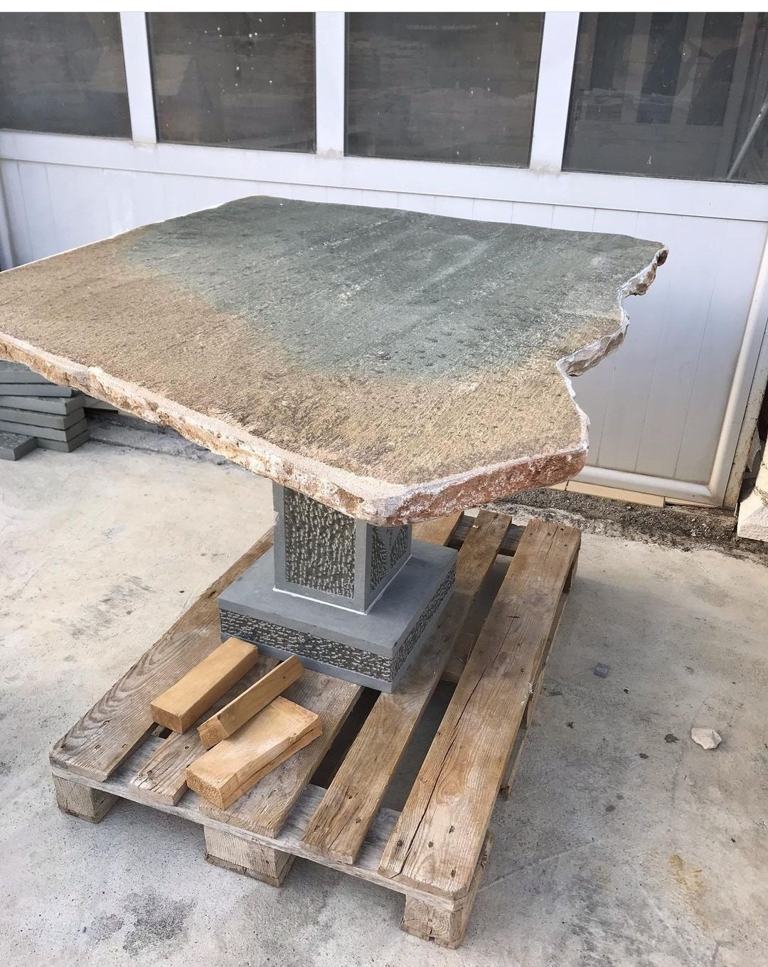 Natural Stone Rectangular Table, Stone Coffee Table, Modern Living Room ...