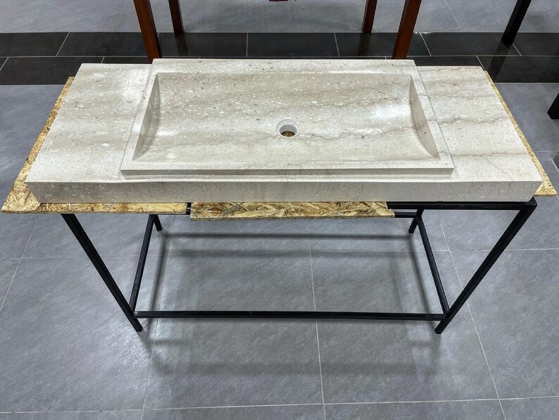 Bathroom Vessel Sink, Rectangular White Marble Sink, Natural Stone Sink ...
