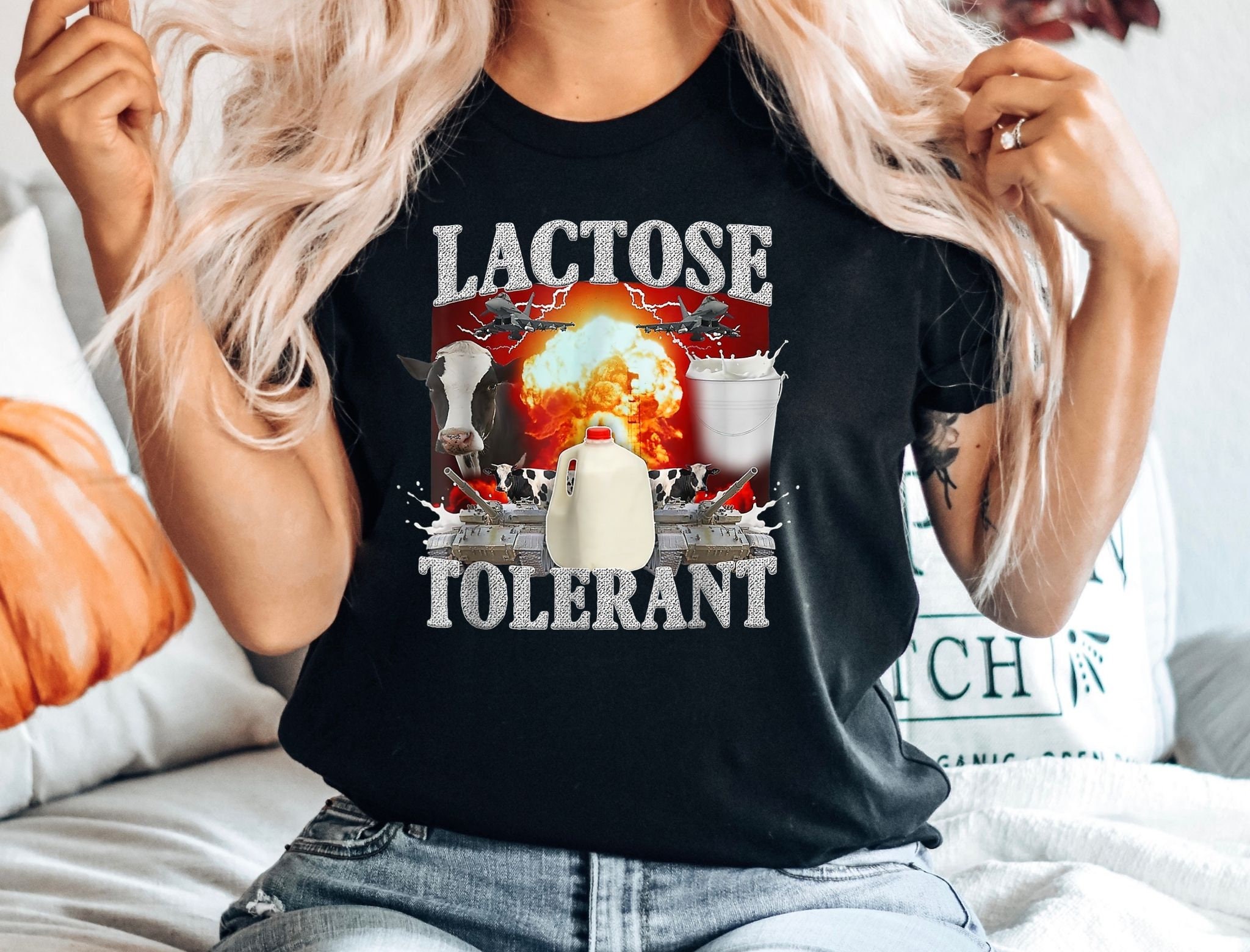 Lactose Intolerant Funny Gift T-shirt for Friends, Free Milk LMAO Shirt ...