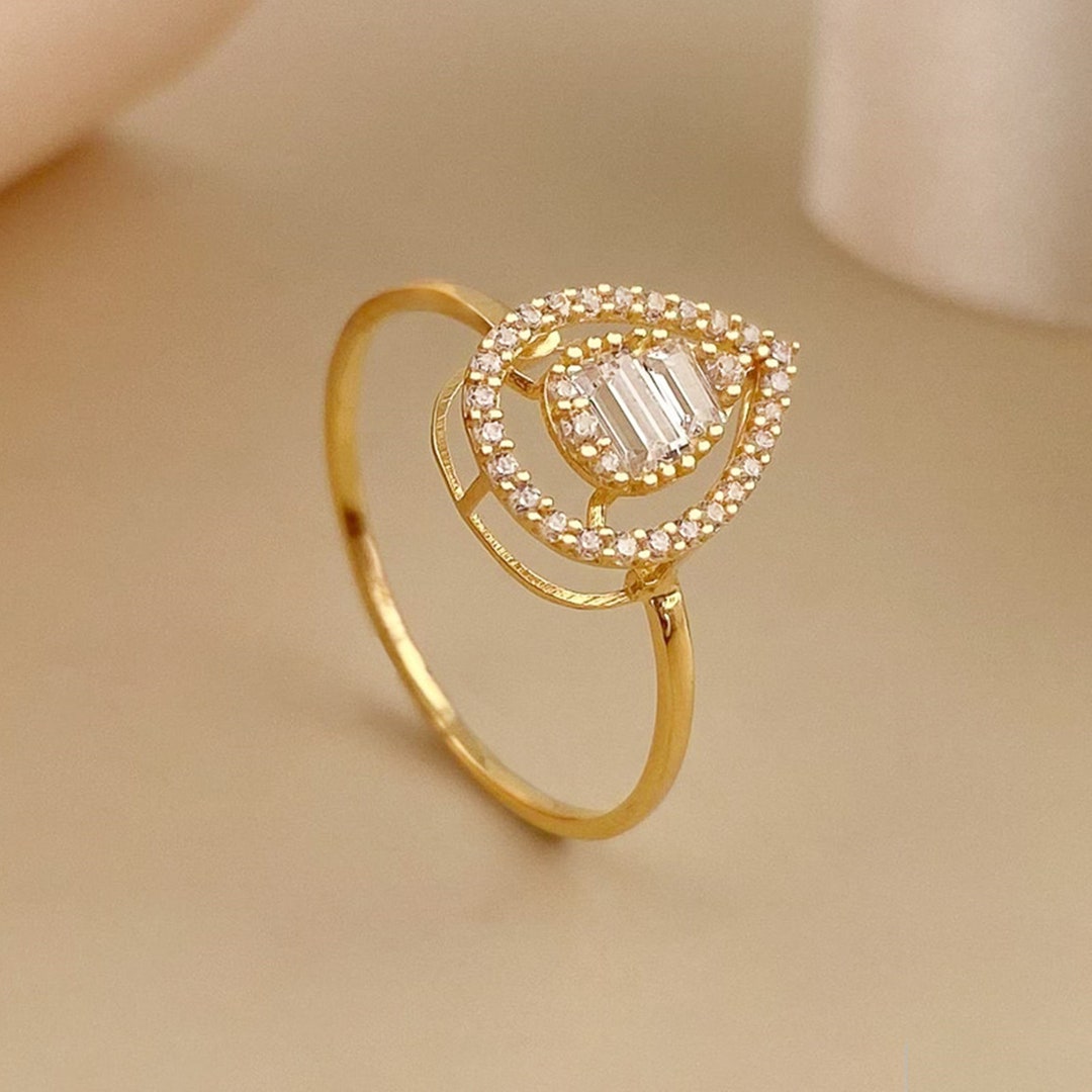 22K 916 Pure Gold Eye Drop Stone Ladies Ring - Etsy