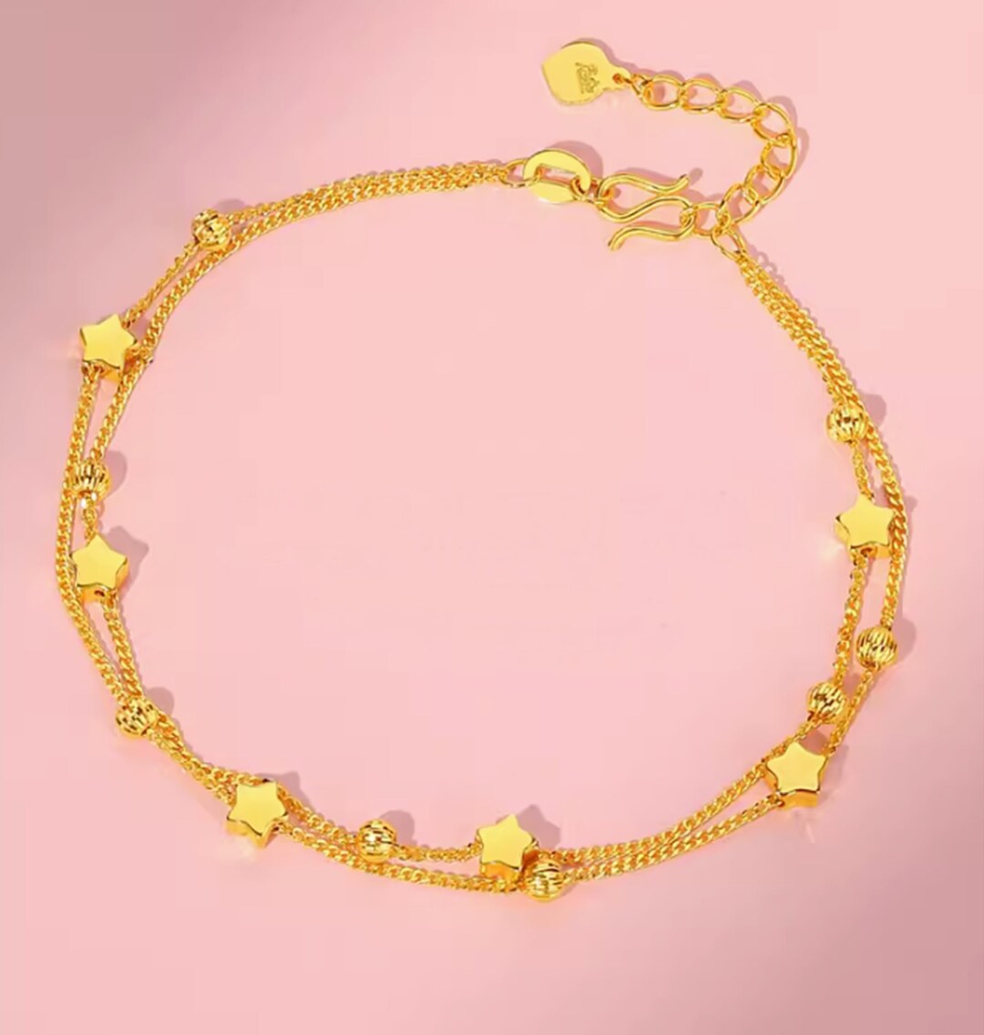 24K 999 Pure Gold Elegant Star Design Bracelet - Etsy