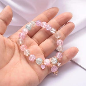 Rainbow Seven-color Pearl and Crystal Alloy Bracelet for Girls ...