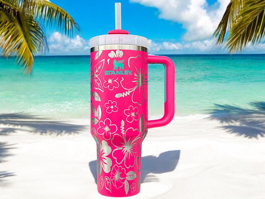Hibiscus Flower 40oz Stanley OR Generic Tumbler- Laser Engraved- Hawaii ...