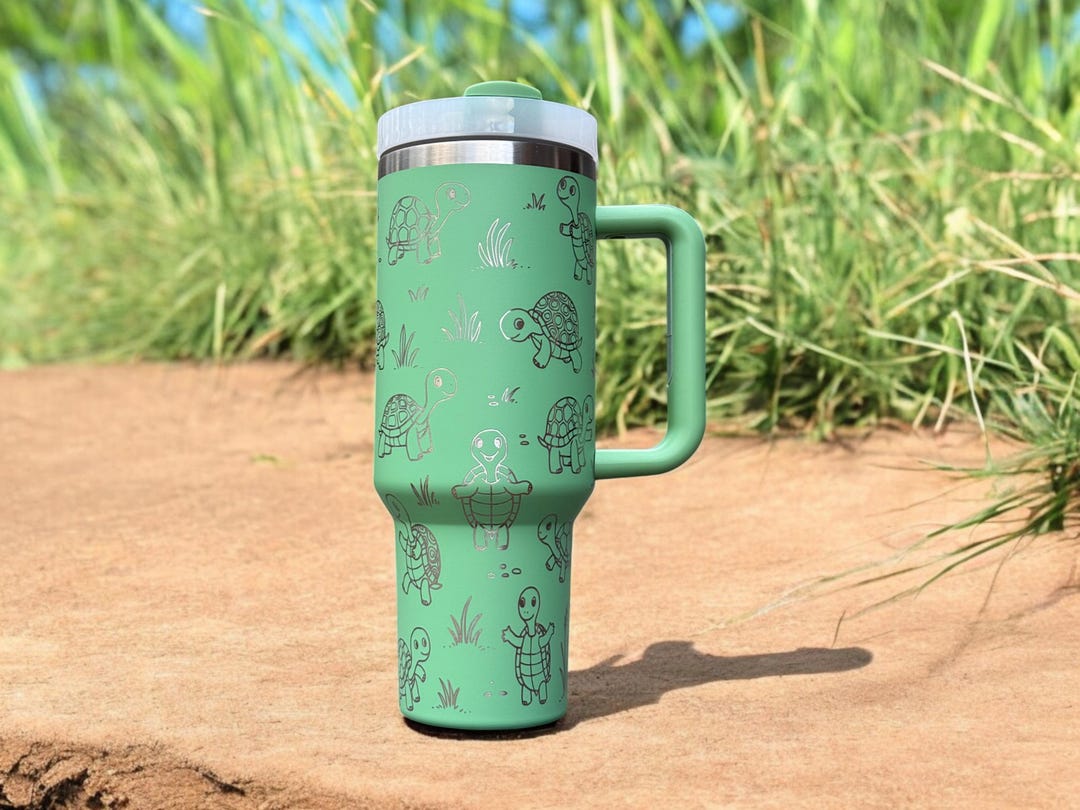 Turtle 40oz Stanley OR Generic Laser Engraved Tumbler, Turtle Doodle ...