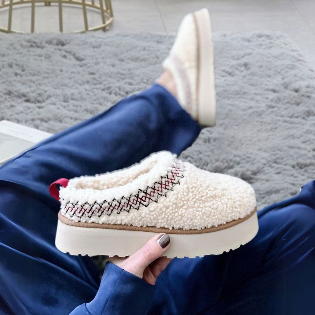 UGG TAZZ BRAID Platform Sheep Fur Slipper/clog/naturalsnow - Etsy
