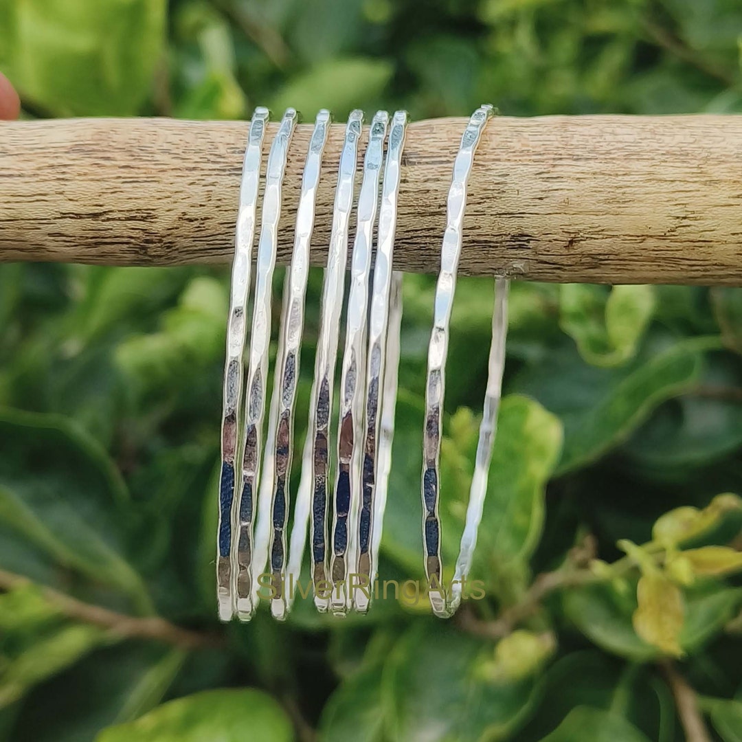 Stacking Bangle in Sterling Silver, Sterling Silver Bangle Set, Set of ...