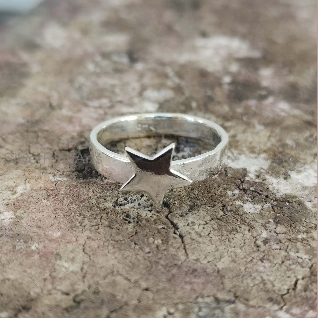 Simple Sterling Silver Star Ring, Cute Star Silver Ring Womens Girls, Childrens Star Ring Silver ...