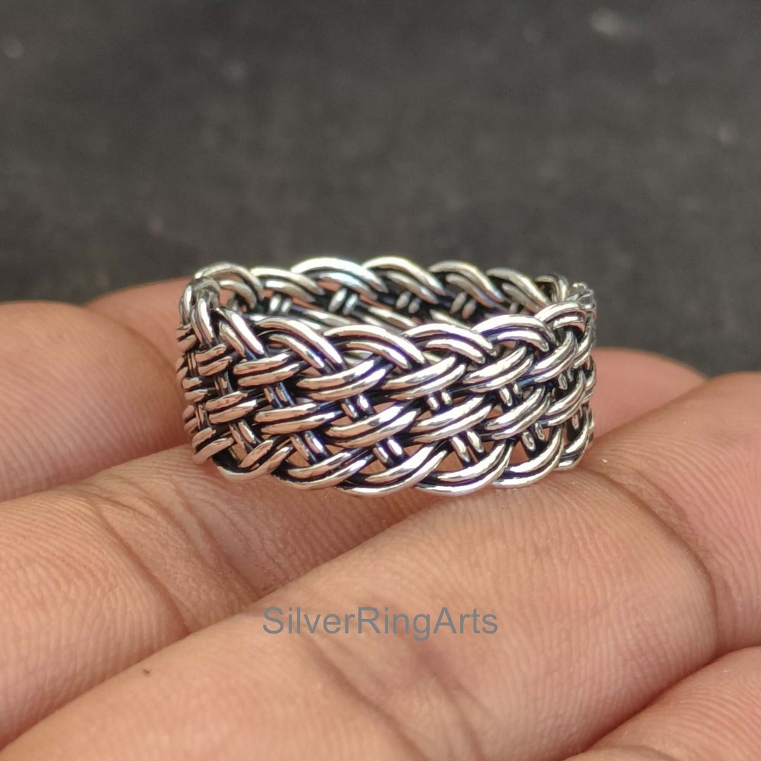 Double Braid Silver Band Ring,925 Sterling Silver Ring, Twisted Braid ...
