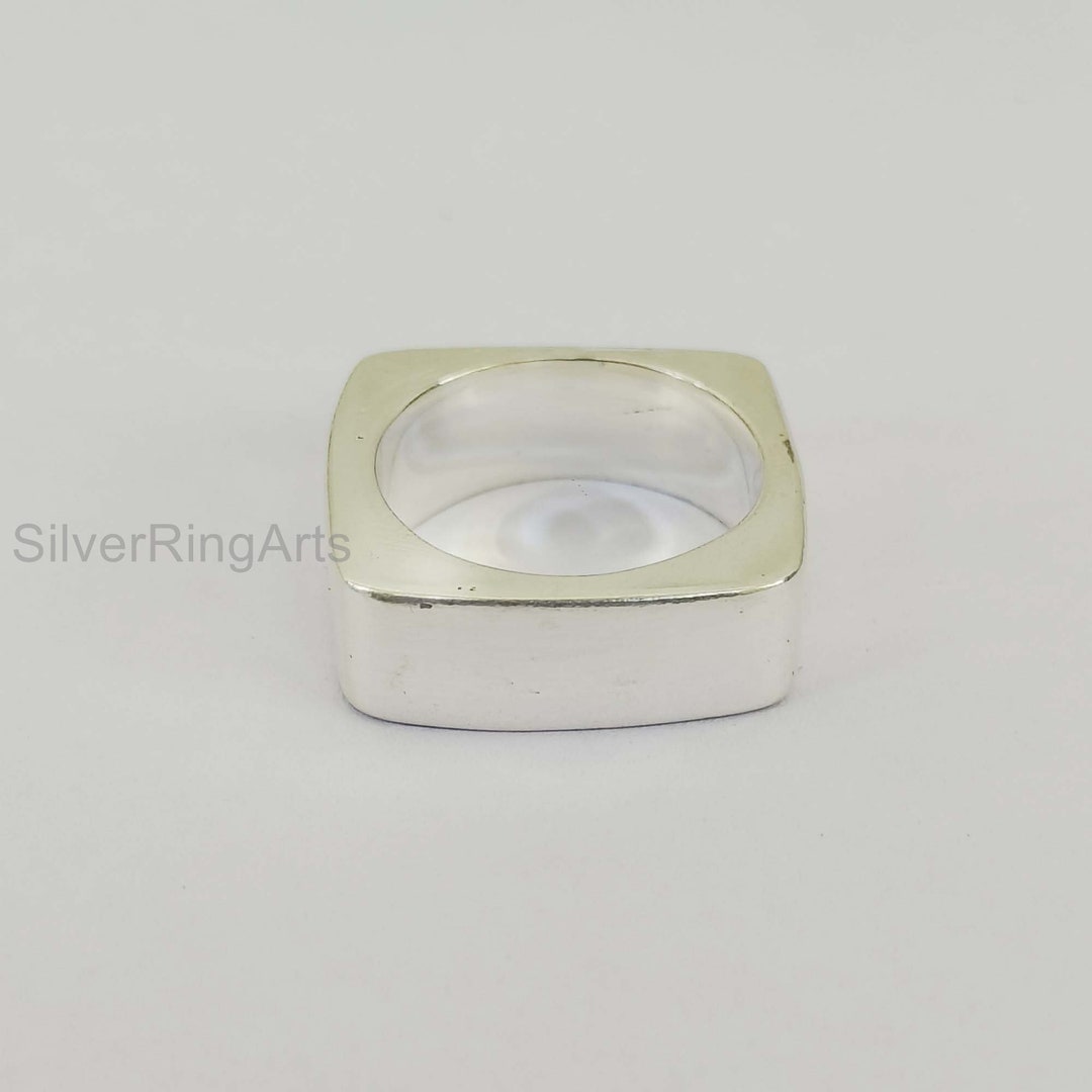 Square Band Ring,sterling Silver Square Ring,silver Geometric Ring,925 ...